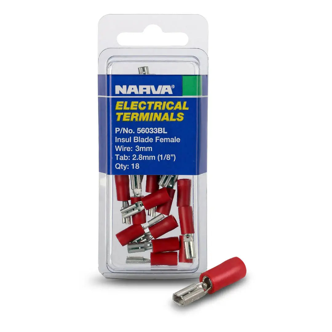 Narva 56033BL | 3mm Terminal Blade | Female Crimp Red Insulated - 18 P ...