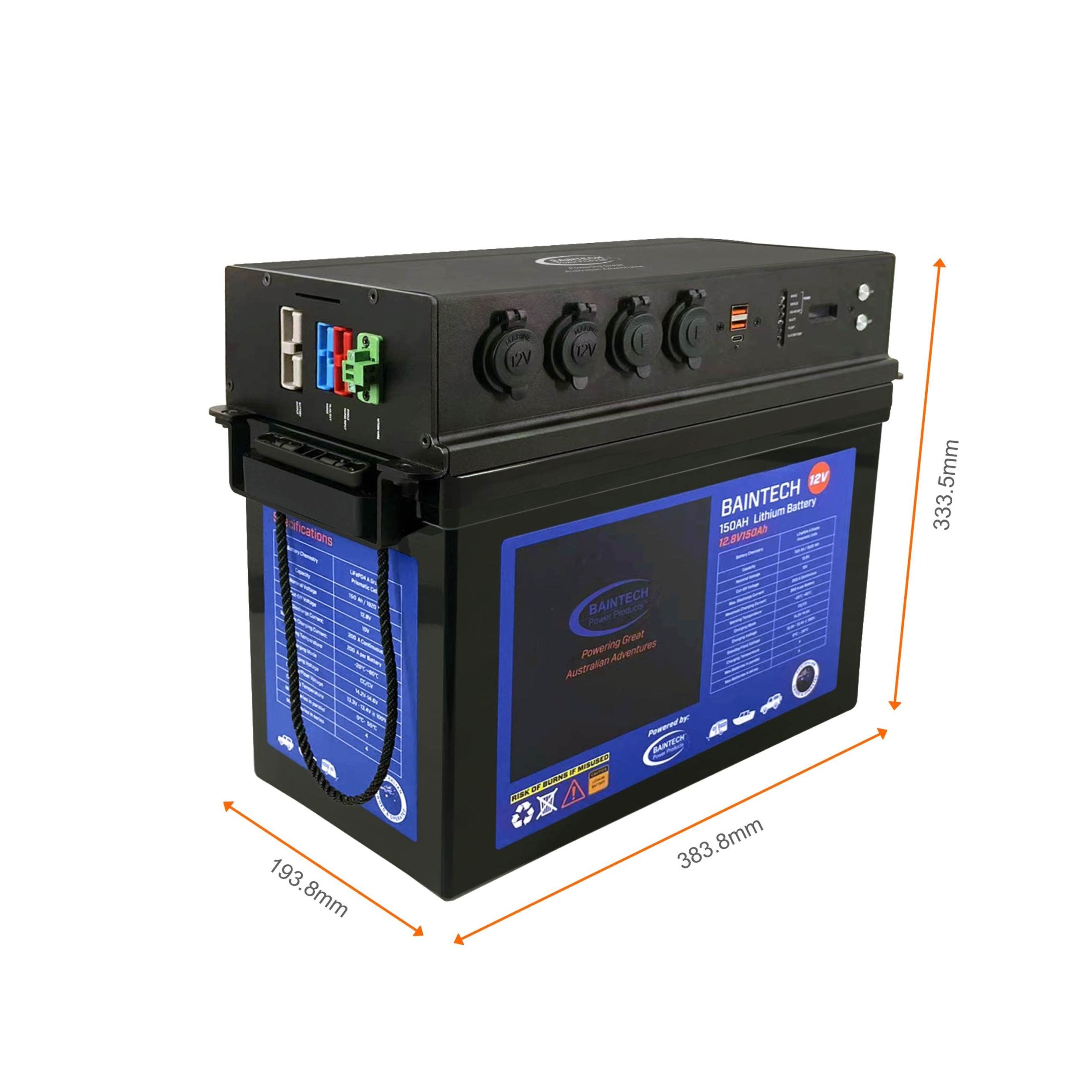 Baintech 150Ah Lithium Battery Power Top Bluetooth Anderson USB ...