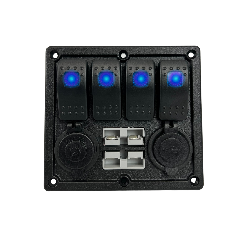 BAINTECH BTSWITCH4-DA 4-Way Switch Panel with Dual Anderson, USB, Ciga ...