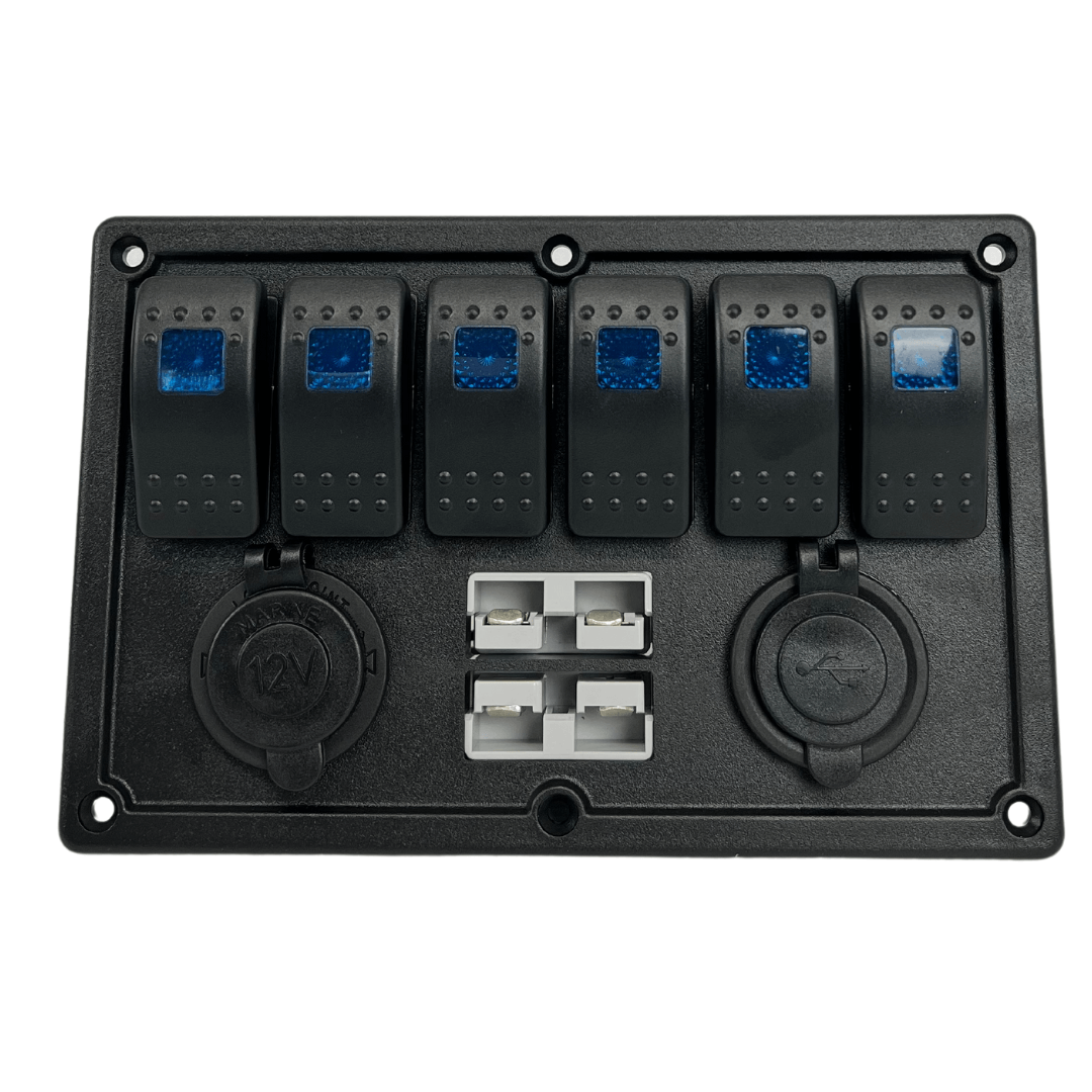 BAINTECH BTSWITCH6-DA 6-Way Switch Panel with Dual Anderson, USB, Ciga ...
